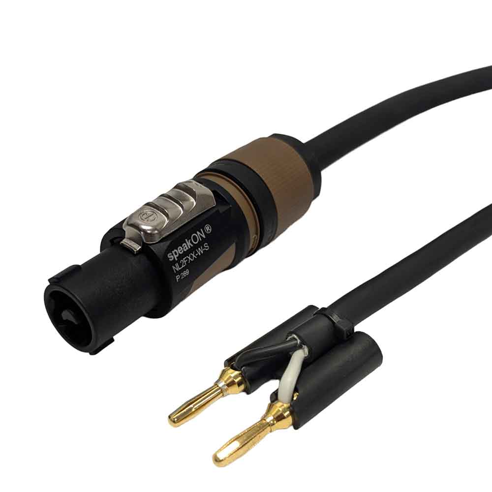 Premium Phantom Cables 2-Pole speakON to Dual Banana Clip Speaker Cabl