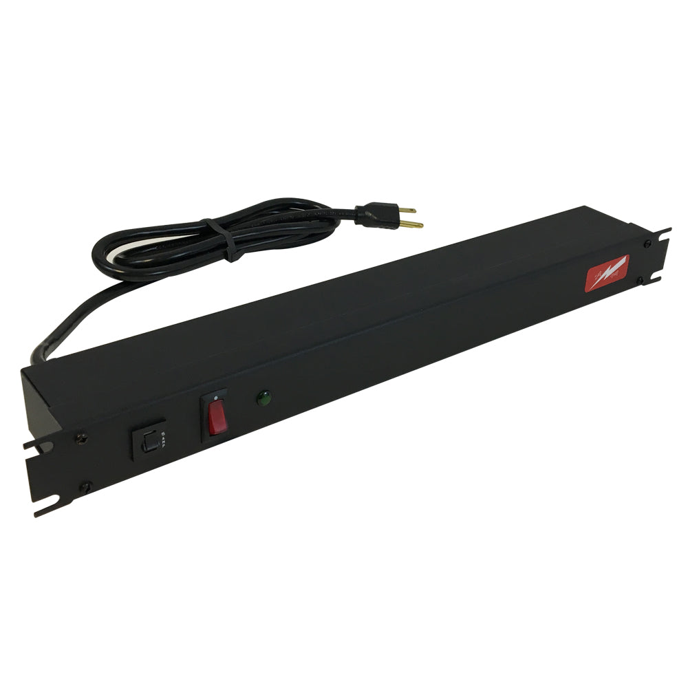 Hammond Power strip with surge protection - horizontal rackmount, 15ft