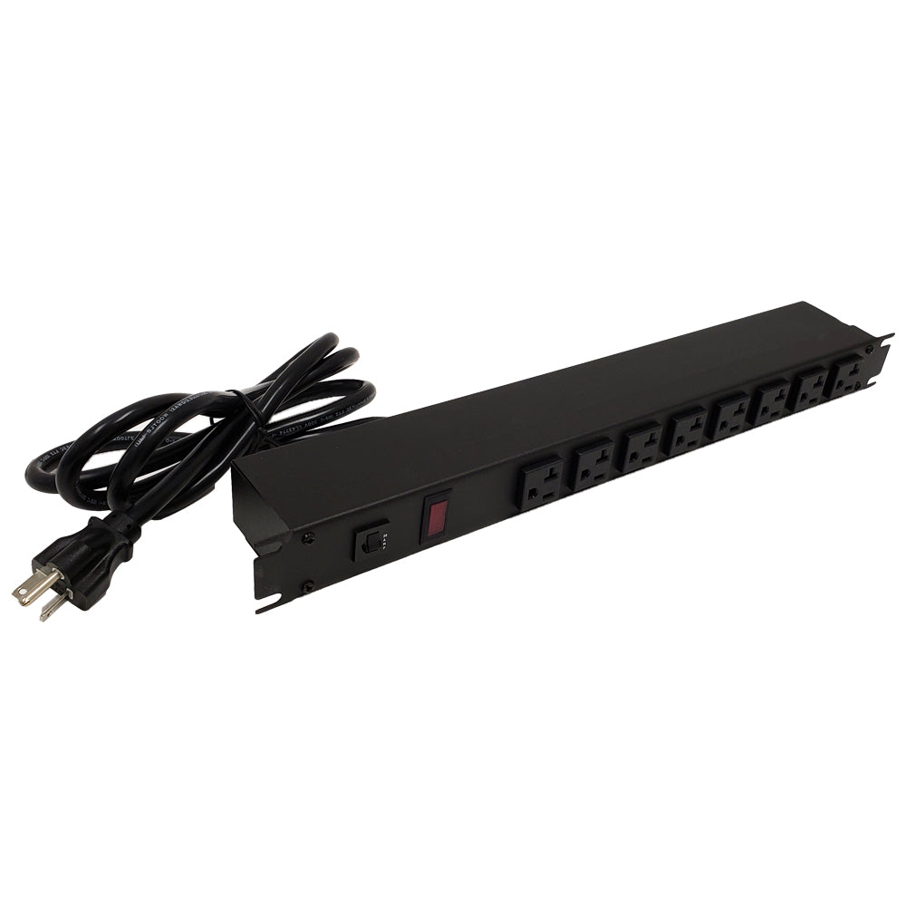 Hammond 19 inch 8 Outlet Horizontal Rack Mount Power Strip - 6ft Cord,