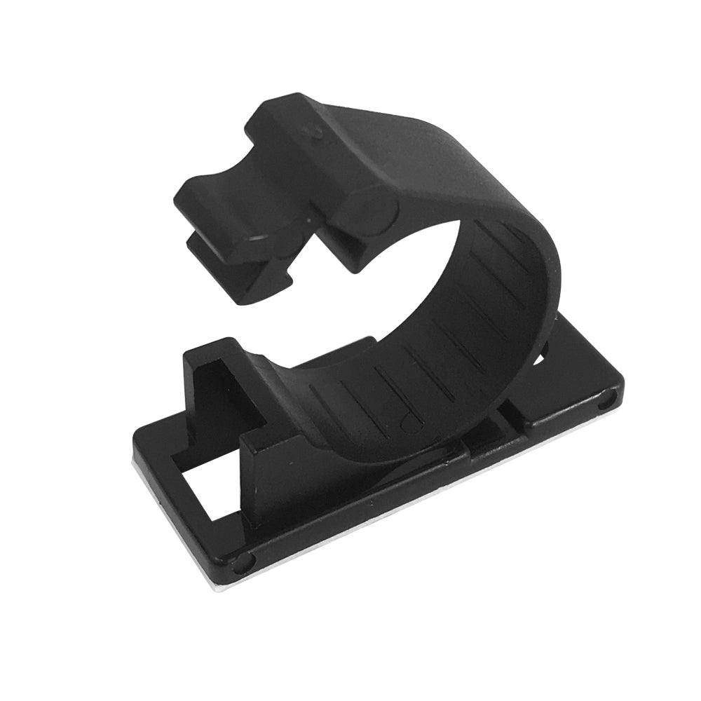 Cable Clamp, 15mm OD Cable, Self-Adhesive or Screw-Down - Black - Pack