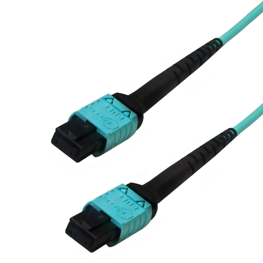 12-Fiber Multimode OM3 MPO Female no guide pins to MPO Female no guide