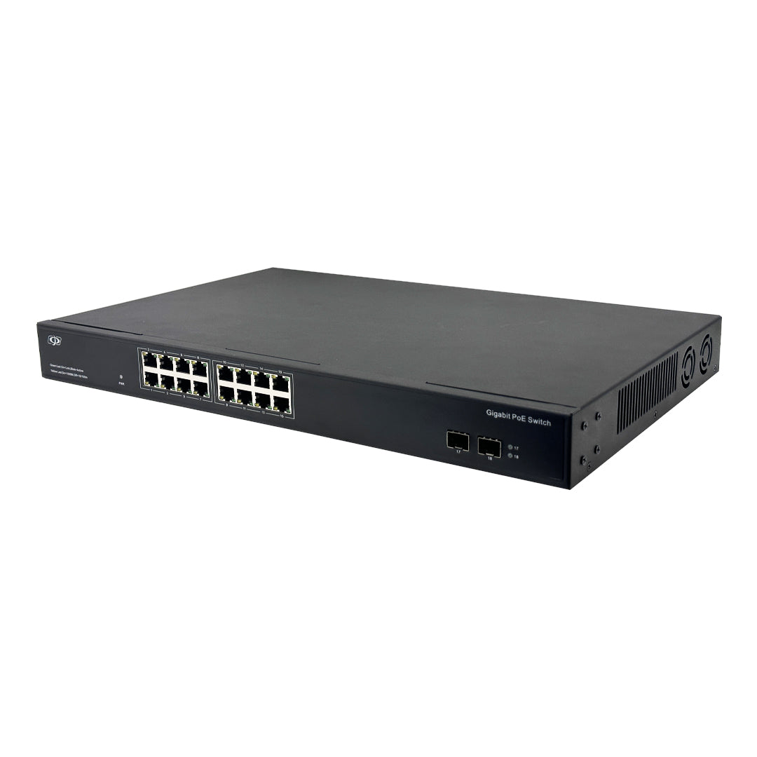 16-Port Gigabit 275W PoE+ Switch + 2-Port SFP Uplink - Desktop/Rack Mo