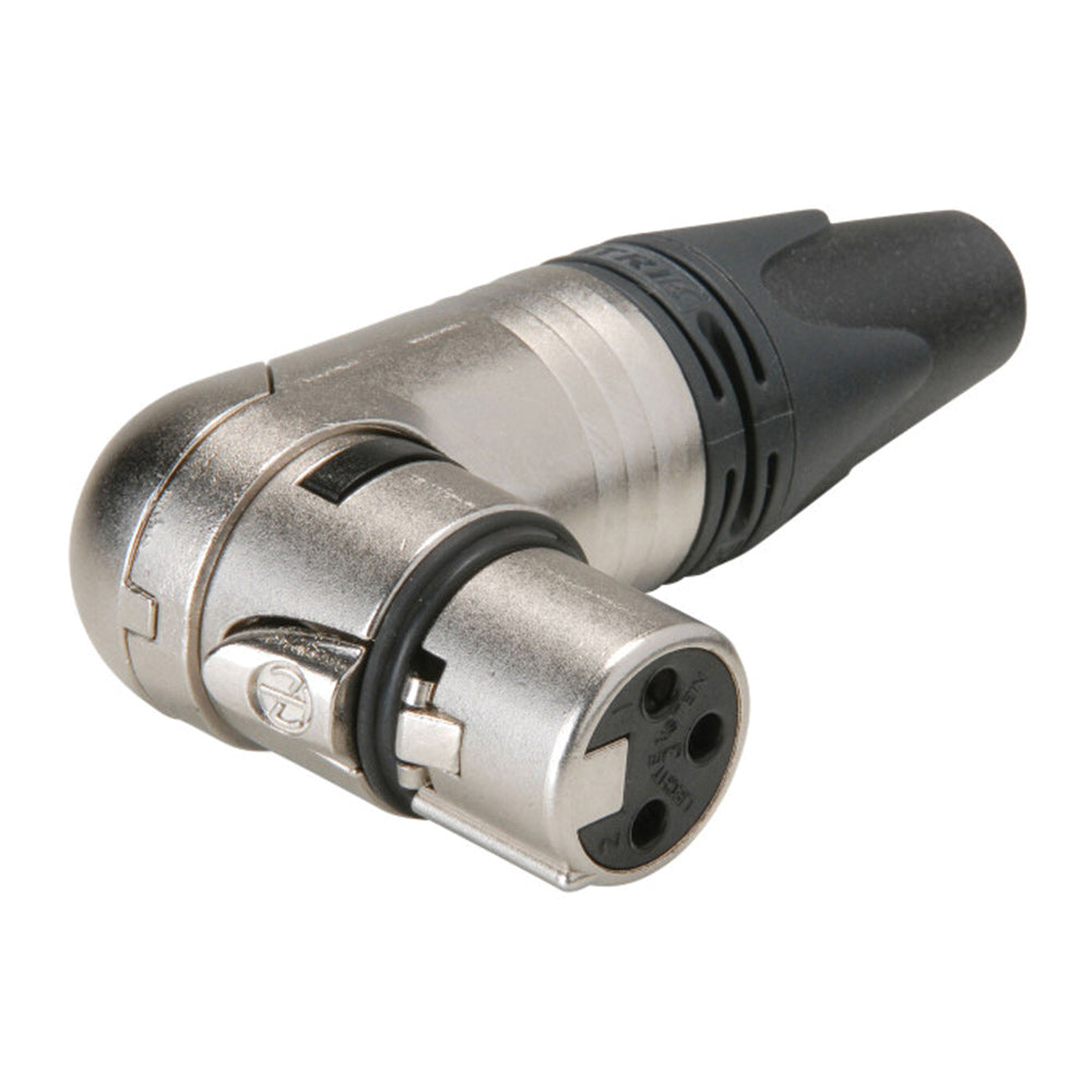 Neutrik 3-Pin XLR Right Angle Female Connector - Nickel with Silver Pi
