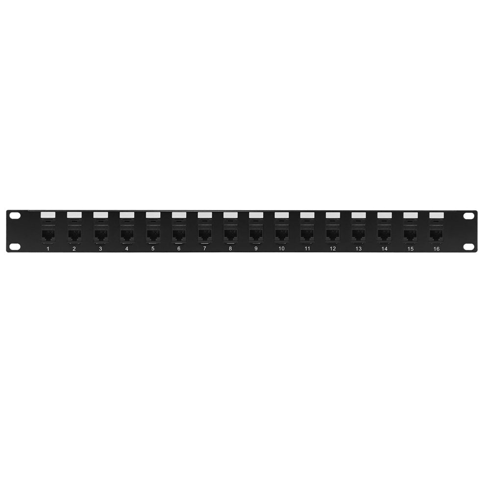 16-Port CAT6 Patch Panel, 19" Rackmount 1U - Pass-Through