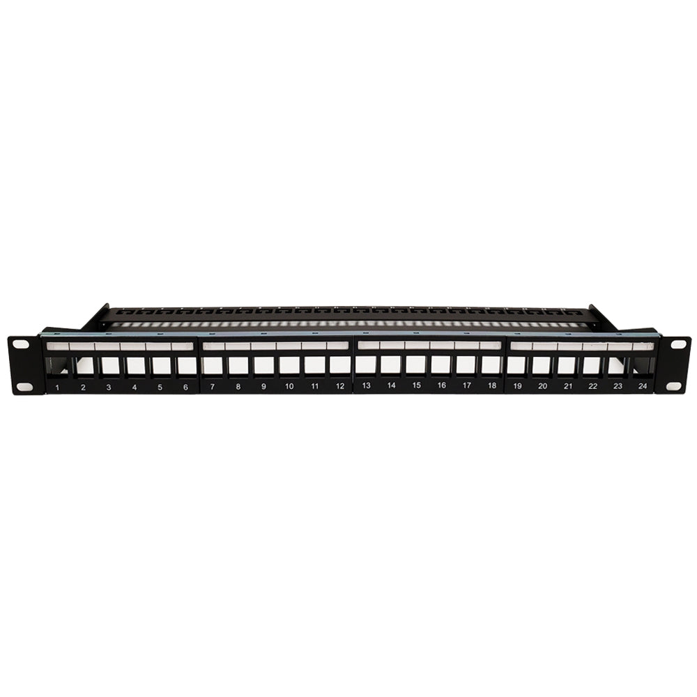 24-port Keystone Patch Panel - 19 inch Rackmount 1U - High Density wit