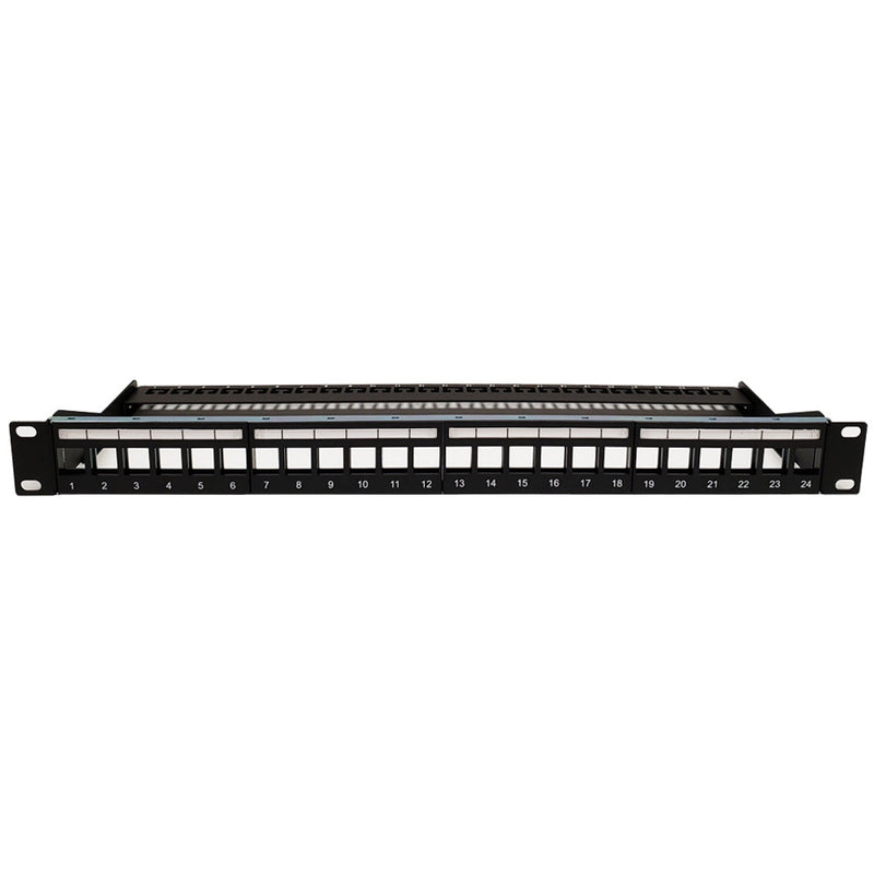 24-port Keystone Patch Panel - 19 inch Rackmount 1U - High Density wit