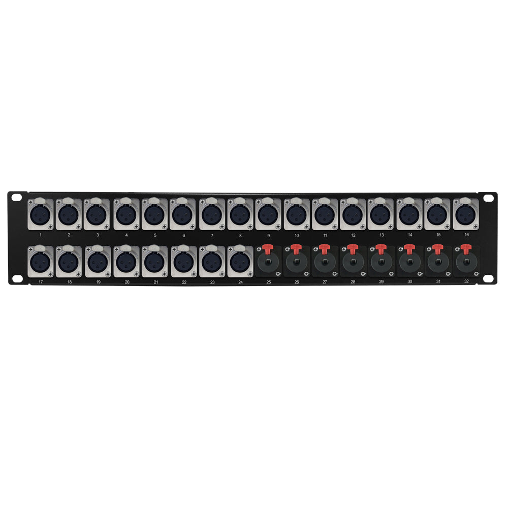 24-Port XLR Female + 8-Port TRS Female patch panel, 19 inch rackmount