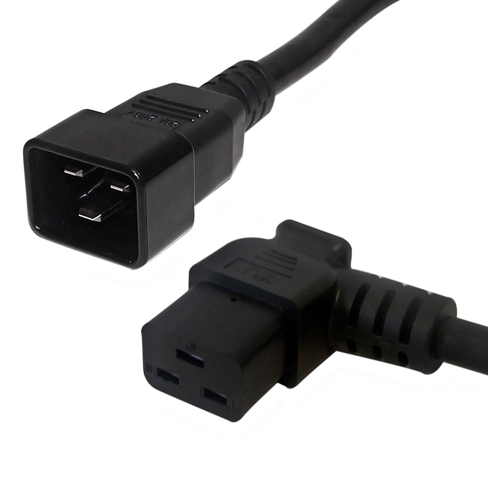 12ft IEC C19 Left Angle to IEC C20 Power Cable - SJT Jacket - 12AWG (2