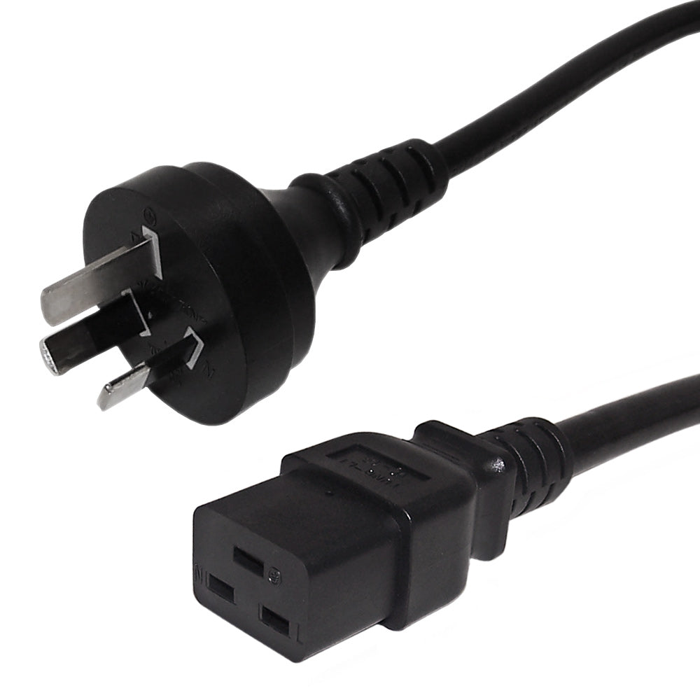 2m AS3112 (Australia) to IEC C19 Power Cord - H05VV-F 1.0 (10A 250V)