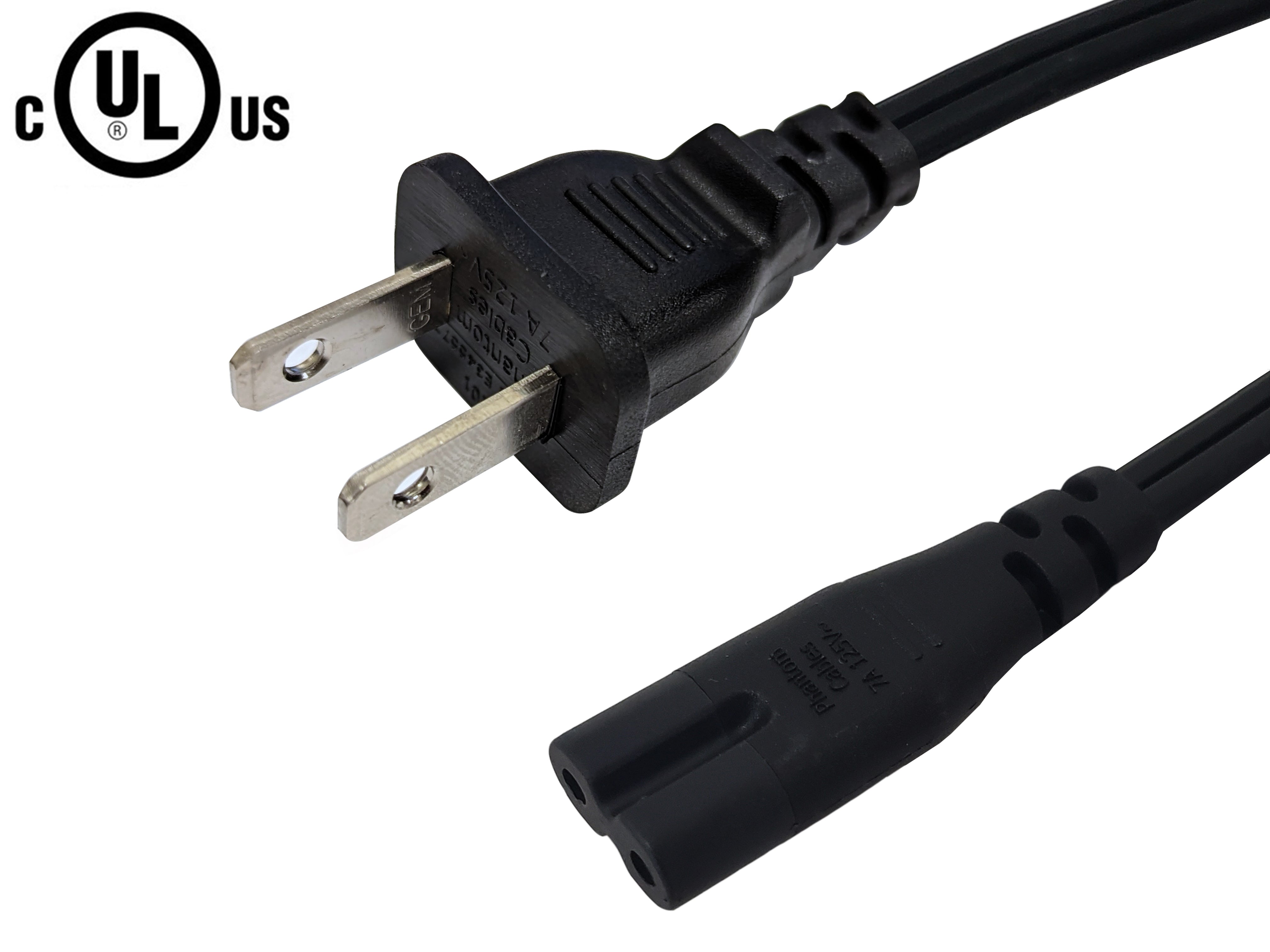 NEMA 1-15P to IEC C7 Non-Polarized Power Cable - 18AWG - SPT-2