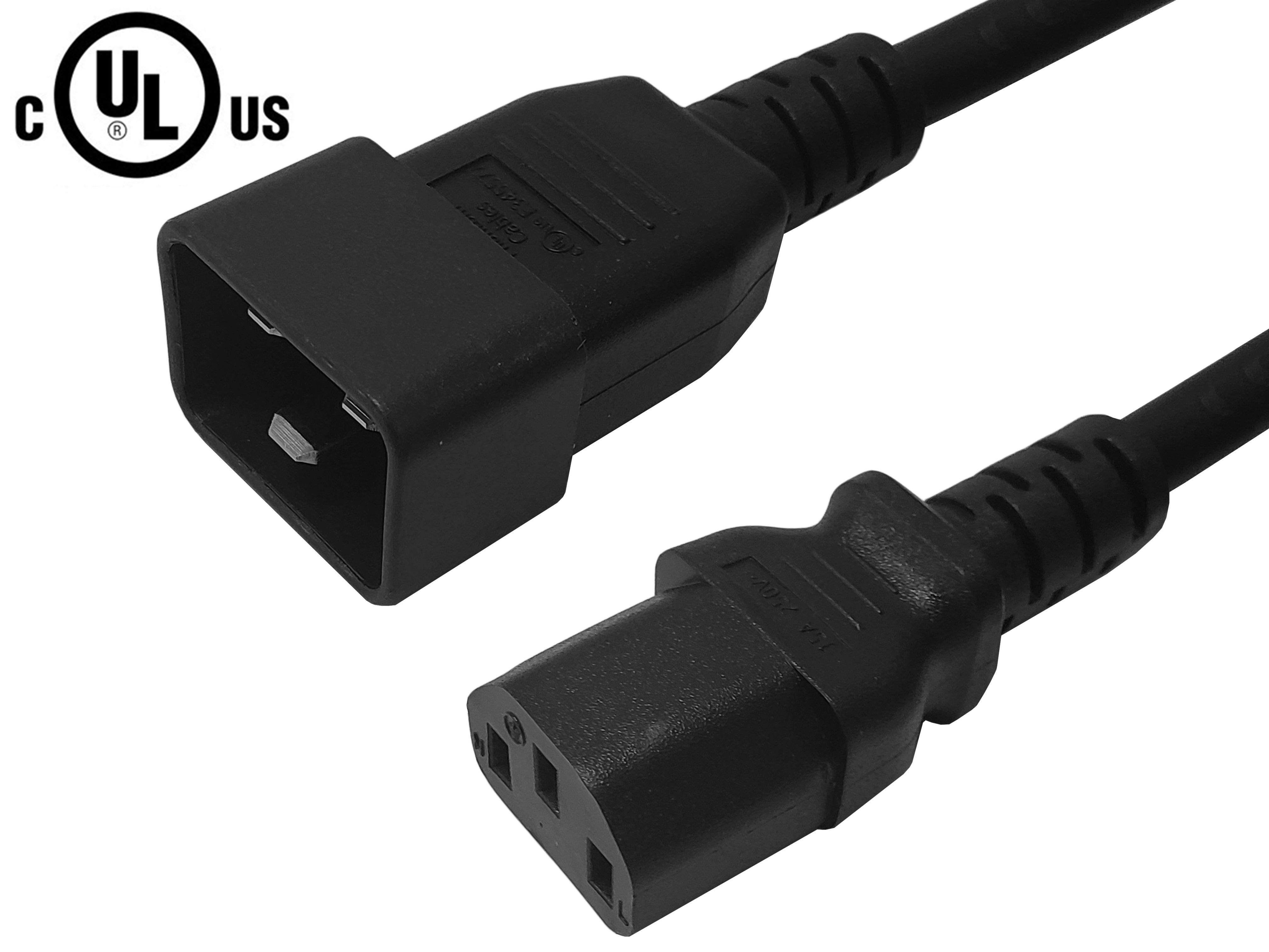 IEC C13 to IEC C20 Power Cable - SJT Jacket (250V 15A)
