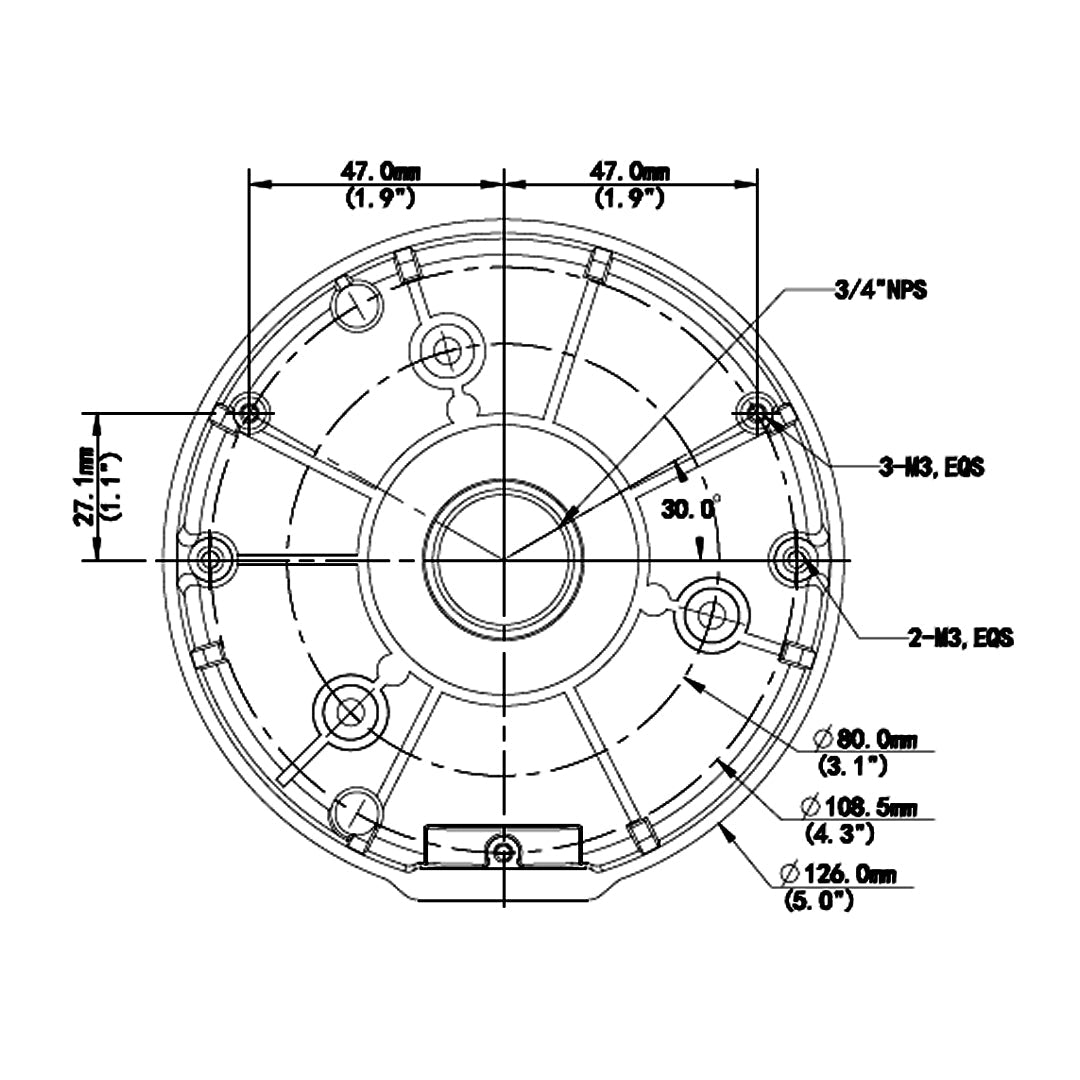 Junction Box Mounting Bracket for IP Turrets and Varifocal Cameras
