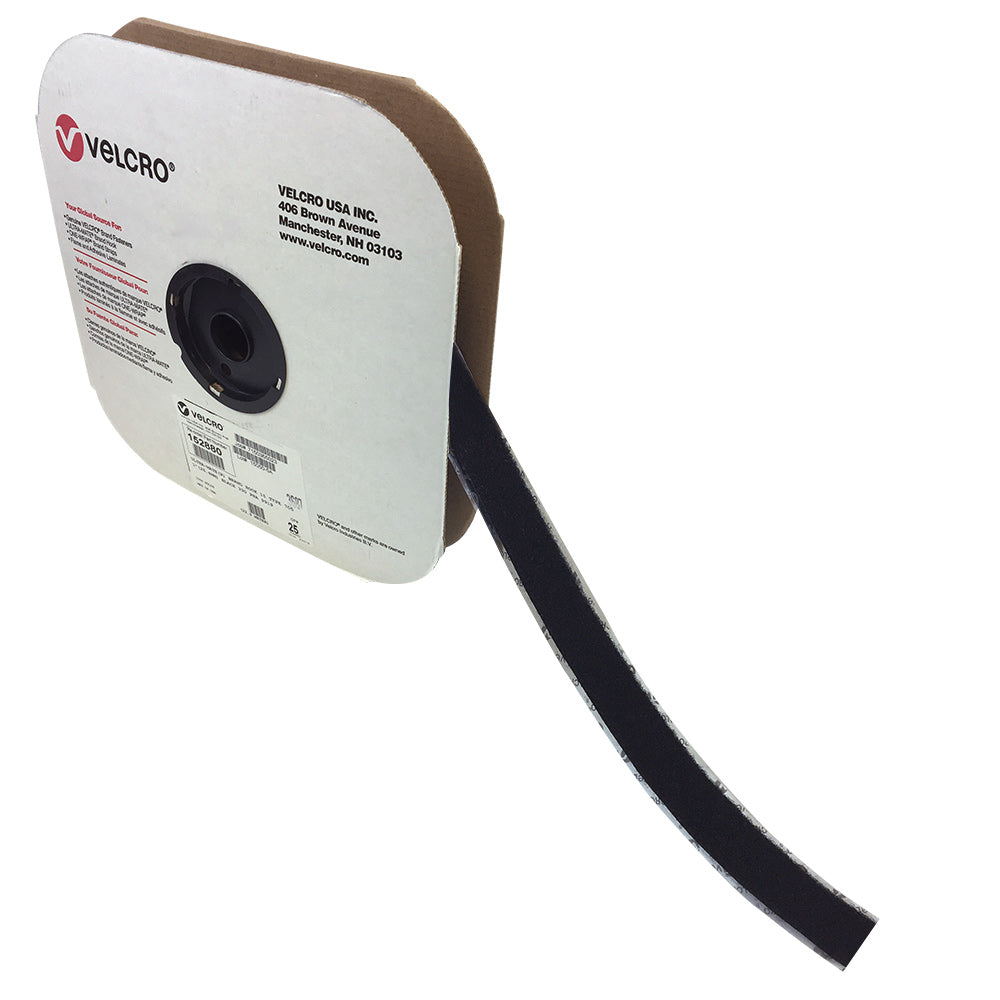 75ft 1 inch Velcro® Brand Loop 1000 Adhesive Back Wrap - Black (per ro