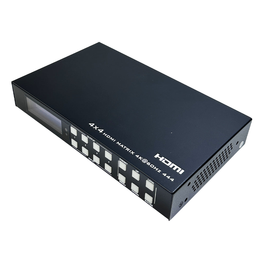 4x4 HDMI Matrix 4K@60Hz - YUV 4:4:4 - 18Gbps - HDCP 2.2in/2.2out - IR