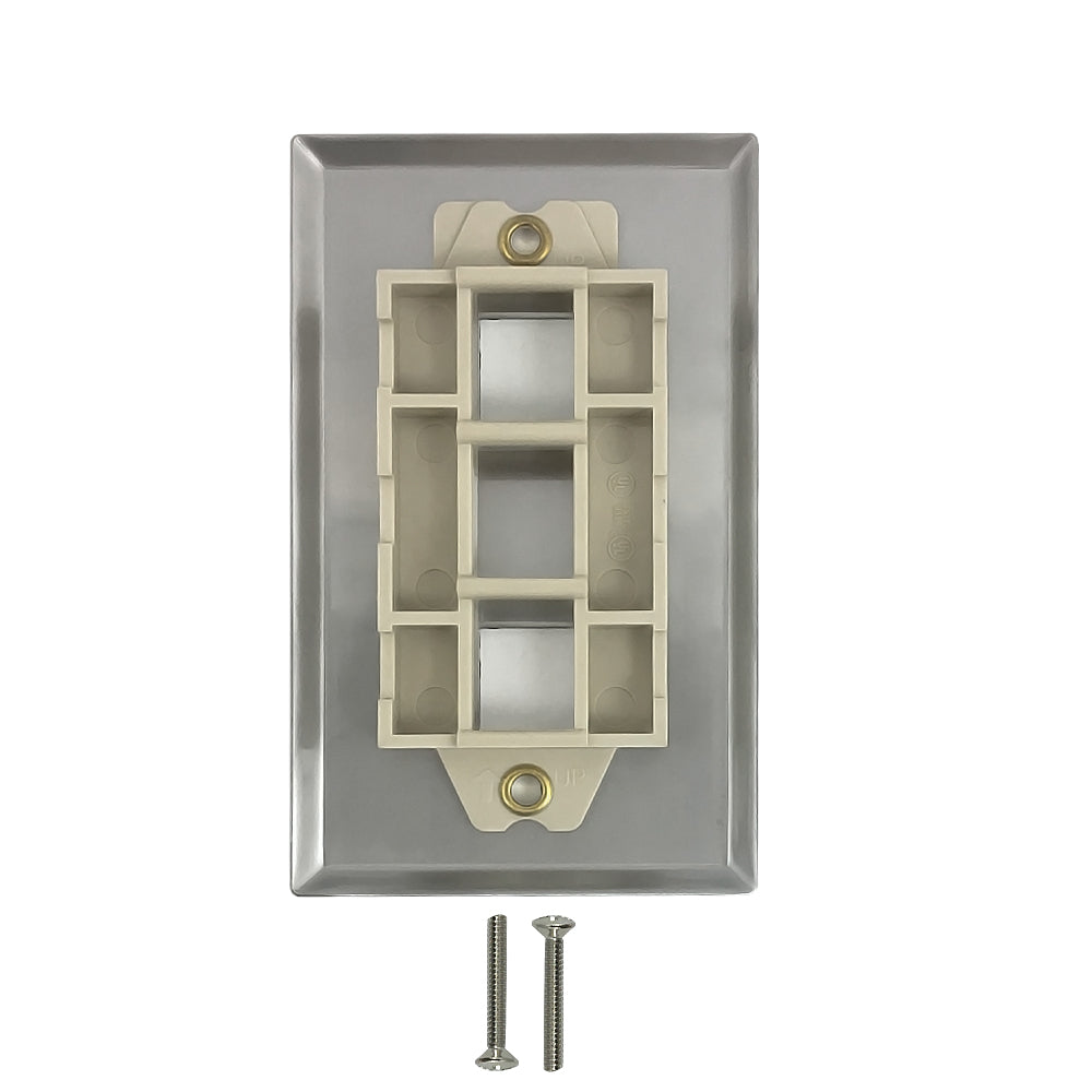 Single Gang, 2 x Keystone Stainless Steel Wall Plate