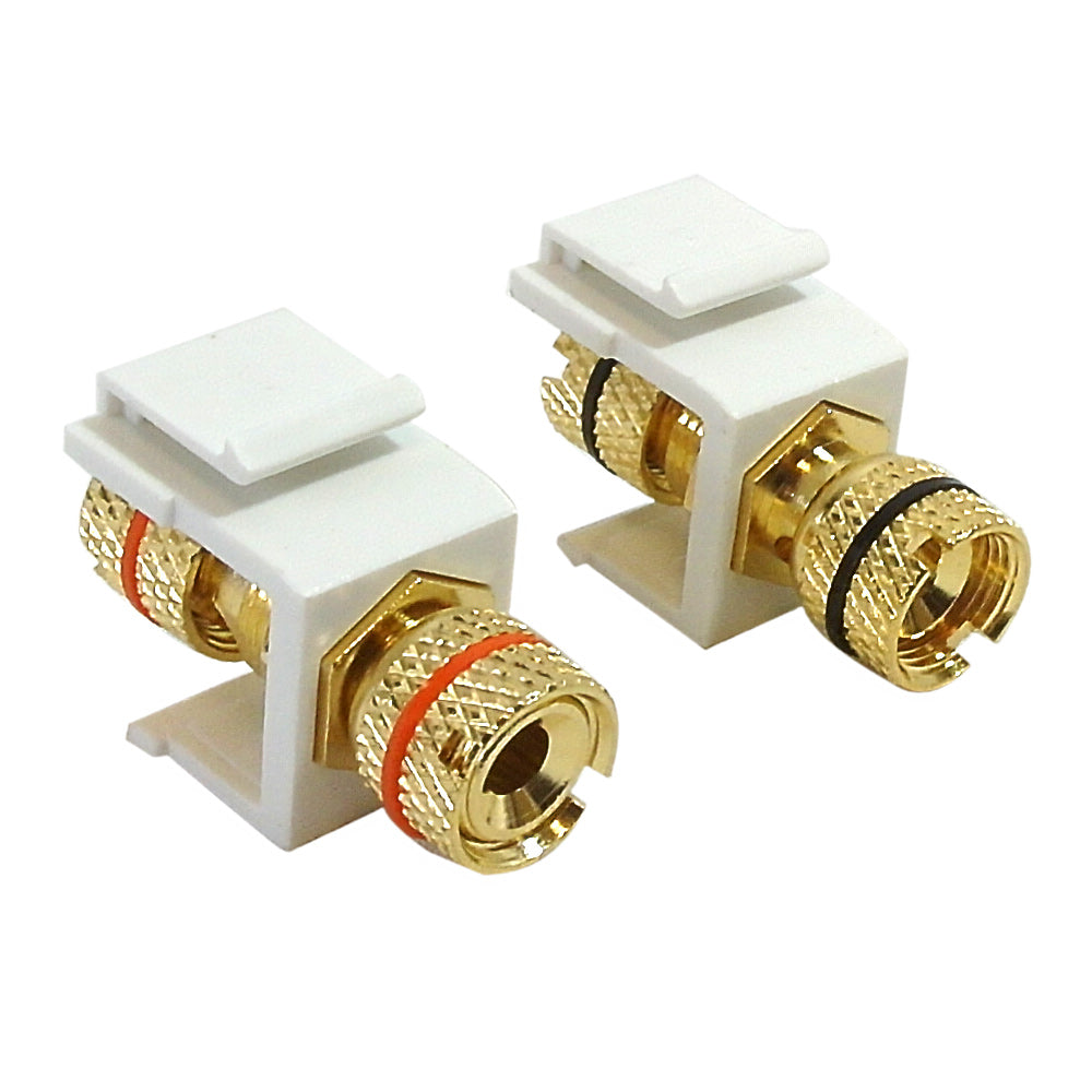 Banana Clip Female/Female Keystone wall plate Insert (Pair, Black/Red)