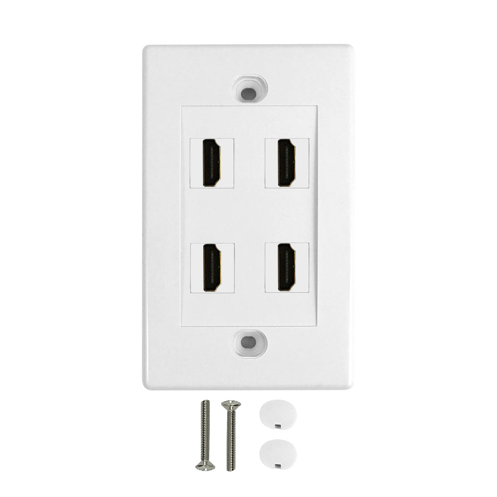 4-Port HDMI Wall Plate Kit - White