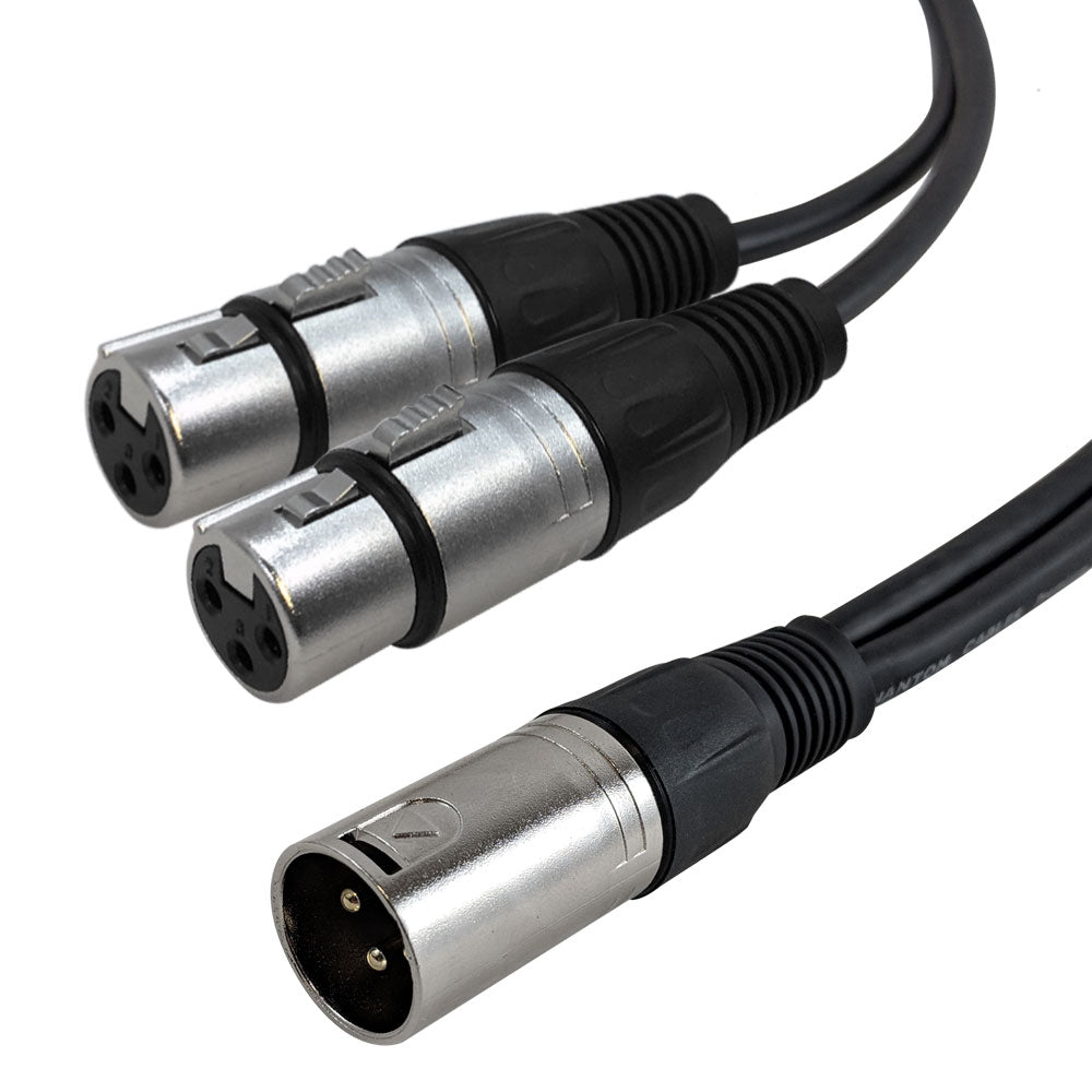 Premium Phantom Cables XLR Male to 2x XLR Female Balanced Splitter Cab